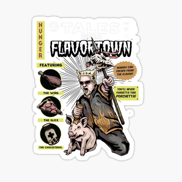 "Tales From Flavortown" Sticker by TheGeekMachine | Redbubble