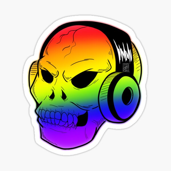 "Rainbow Pride Fanged Skull" Sticker by shaygoyle | Redbubble