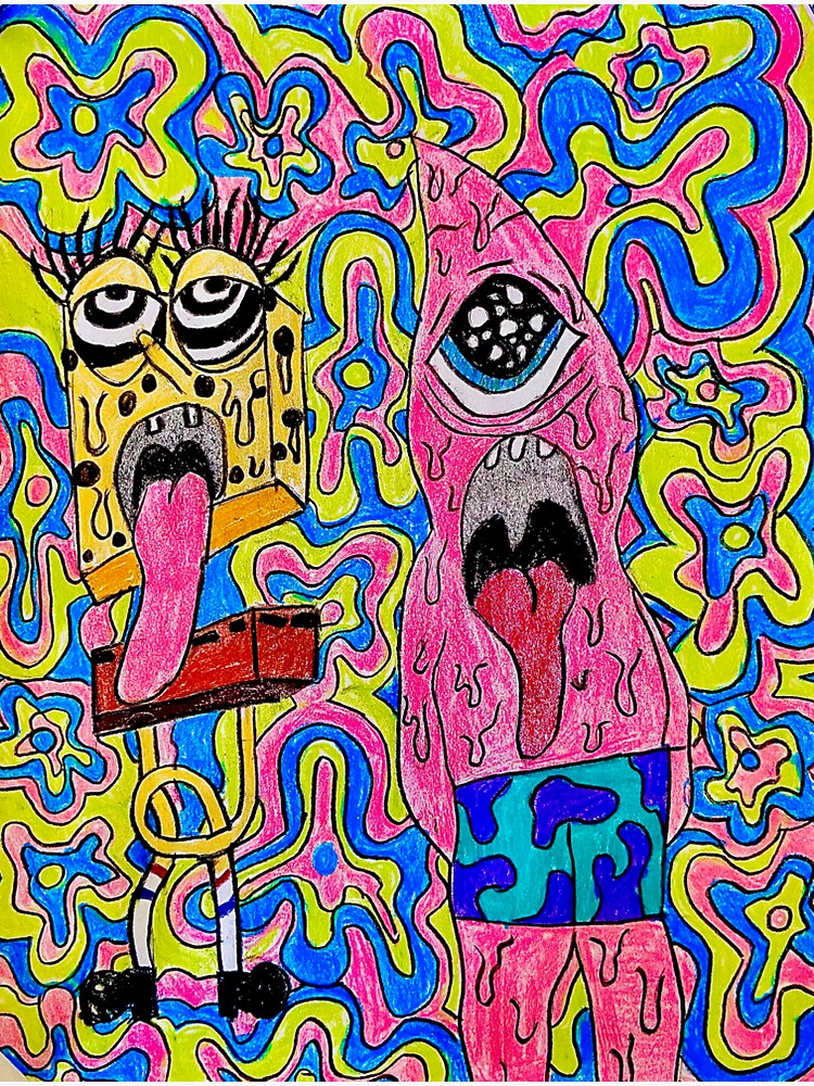 "trippy spongebob and patrick" Sticker by averyart69 | Redbubble