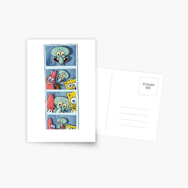 "Squidward spongebob and Patrick " Postcard for Sale by shining-art ...