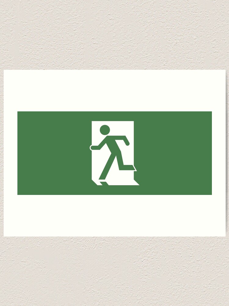 "Running Man Exit Sign, Left Hand" Art Print for Sale by cheapexitsigns ...