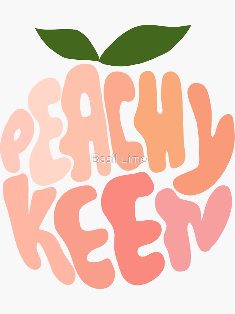 "Peachy Keen Bubble Letters" Sticker for Sale by basil-lime | Redbubble