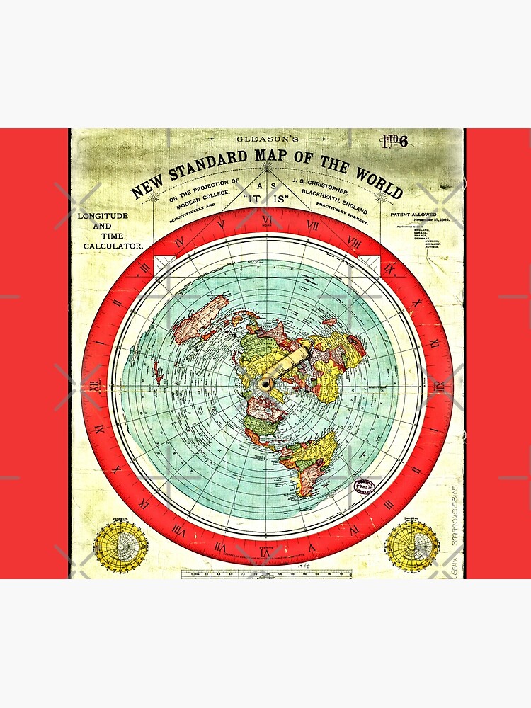 1892 Flat Earth Map Boston Library - Map