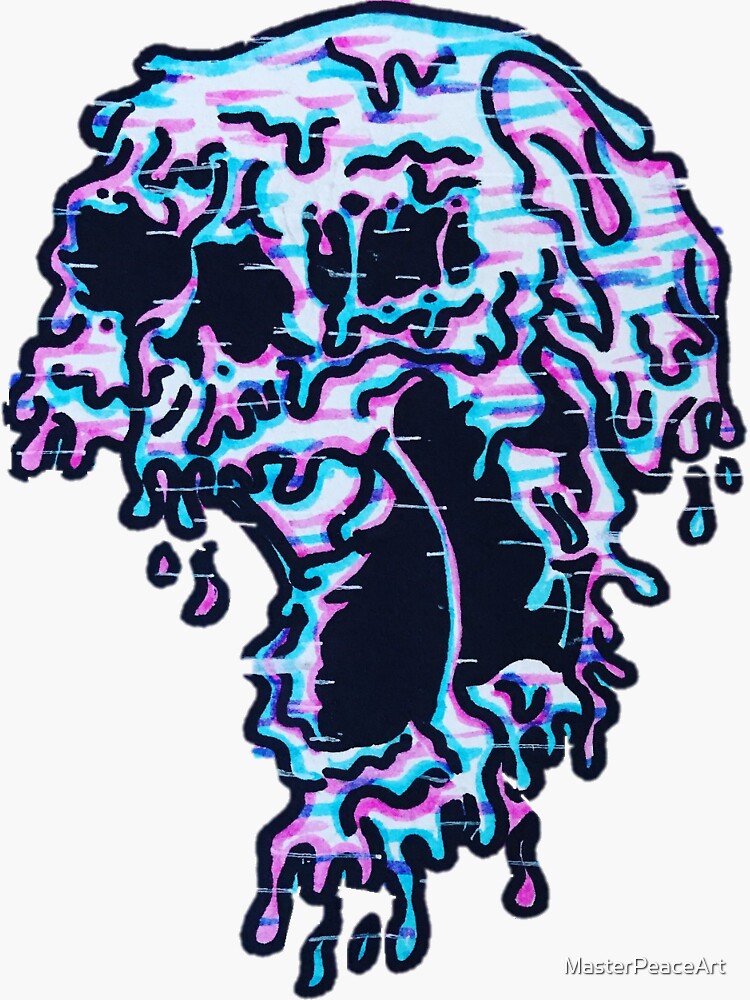 "Trippy Drippy Glitchy Skull" Sticker for Sale by MasterPeaceArt ...