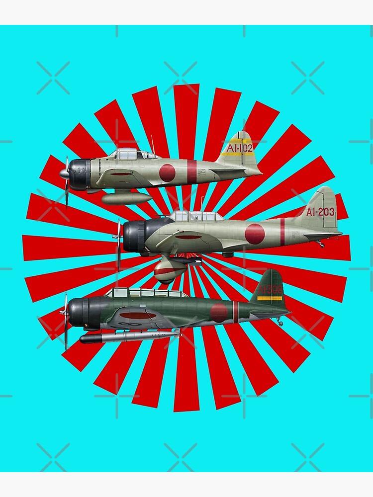 "WW2 Warbirds Warplanes A6M2 Zero D3A1 Val B5N2 Kate" Poster for Sale ...