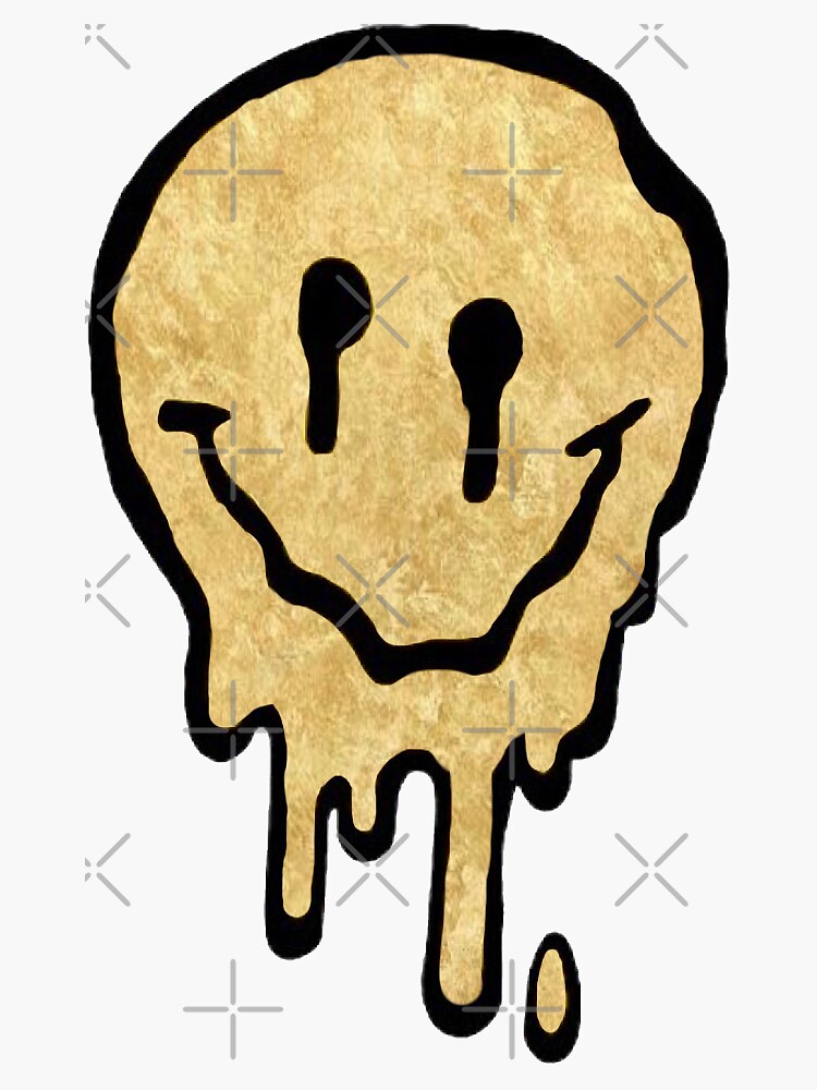 "gold smiley face " Sticker for Sale by ribeiroaalyah | Redbubble