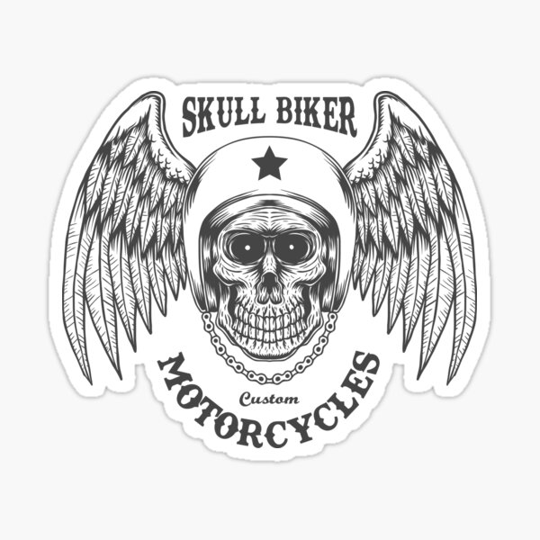 Stickers, Labels & Tags Paper Biker Skull Sticker made from my custom ...