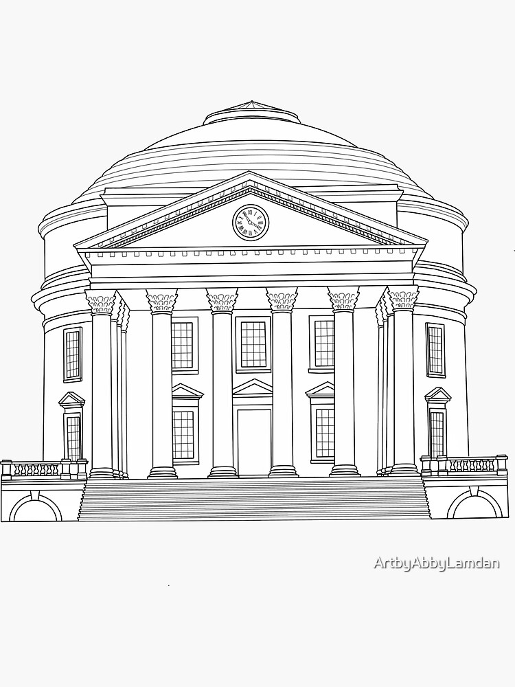 "UVA Rotunda Outline" Sticker by ArtbyAbbyLamdan | Redbubble