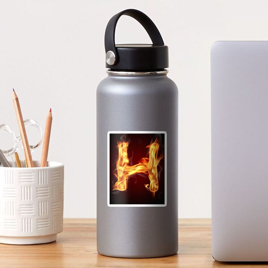 "flaming letter H" Sticker by HadyMohamed | Redbubble