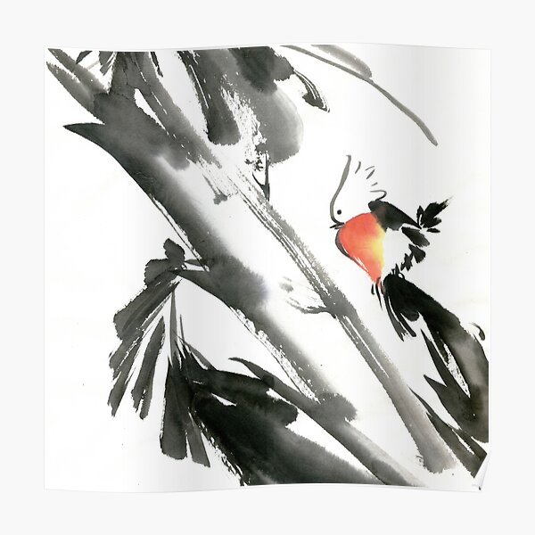"Bird2- Chinese Shui-mo (水墨)" Poster von jasonksleung | Redbubble