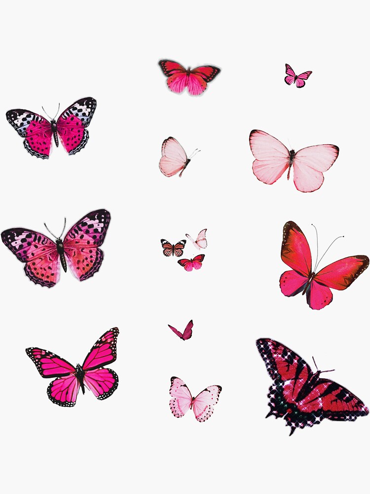 "pink butterfly sticker pack " Sticker by monikizz | Redbubble