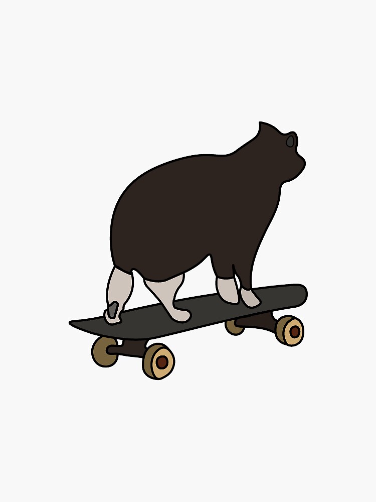 "Bye - Cat on a skateboard" Sticker by saiiqb | Redbubble