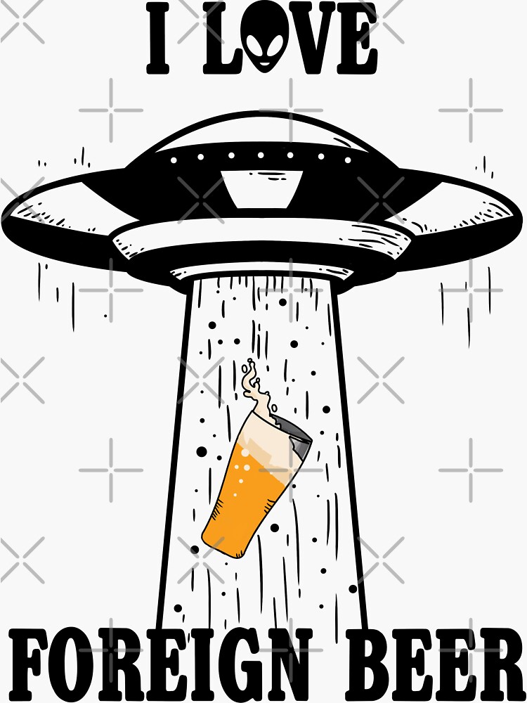 "Alien Beer Abduction" Sticker by Byfab | Redbubble