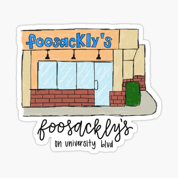 "USA - Foosackly's on University Blvd" Sticker for Sale by gbreshears ...