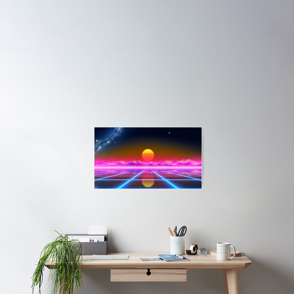 "Synthwave landscape" Poster for Sale by GaiaDC | Redbubble