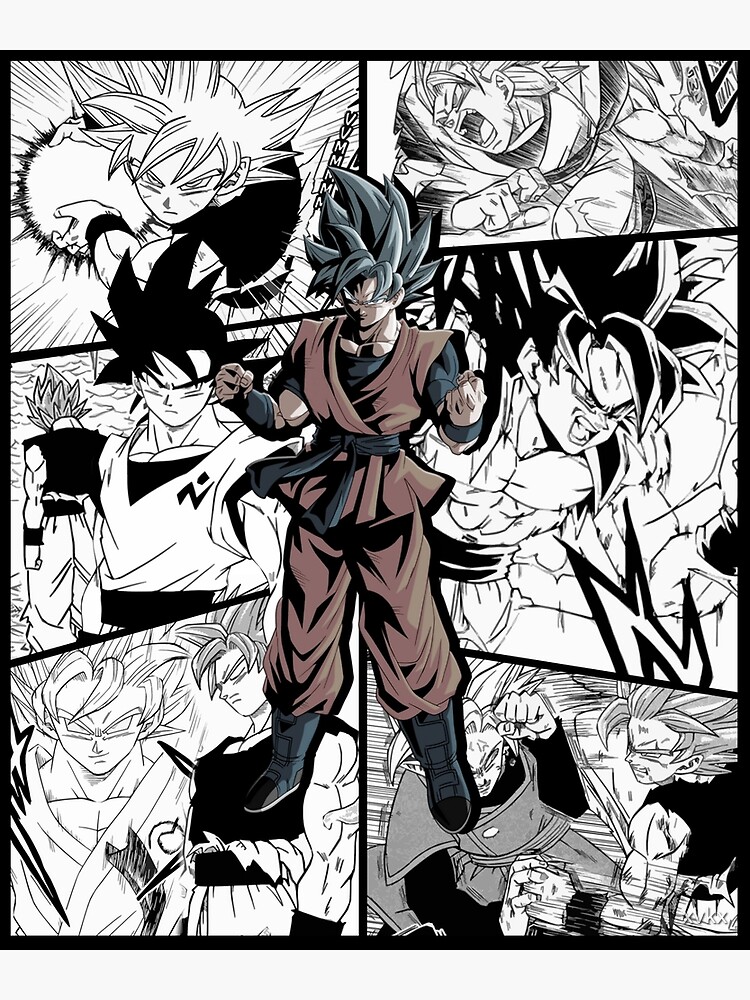 "Goku Saiyan Warrior Manga Version schwarz und weiß Dragon Ball Super ...