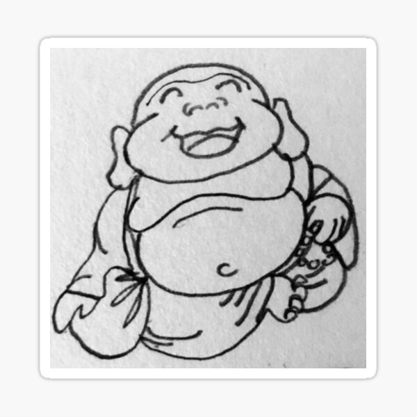 "Fat Laughing Buddha Line Drawing" Sticker for Sale by amandacherelle ...