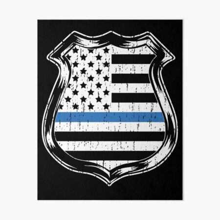 "Thin Blue Line American Flag Police Badge Law Enforcement" Art Board ...
