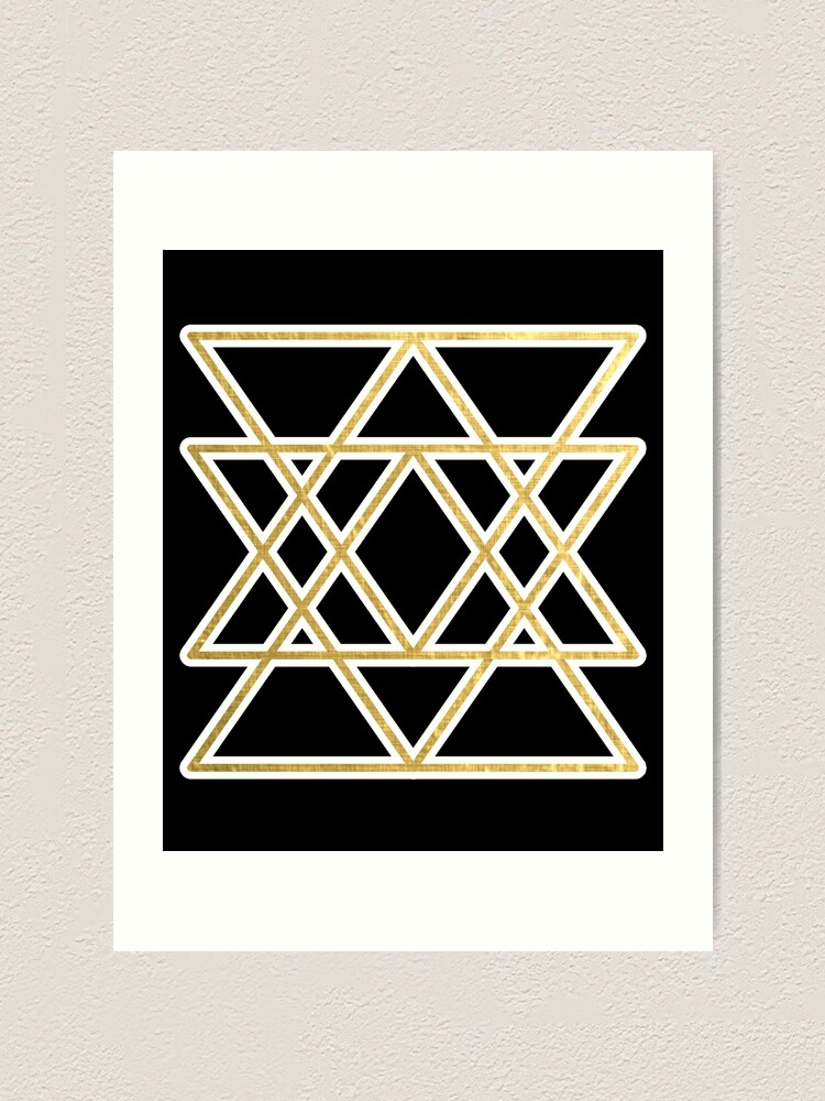 "Sacred Geometry - Overlapping Triangle Gold Foil Pyramids" Art Print ...
