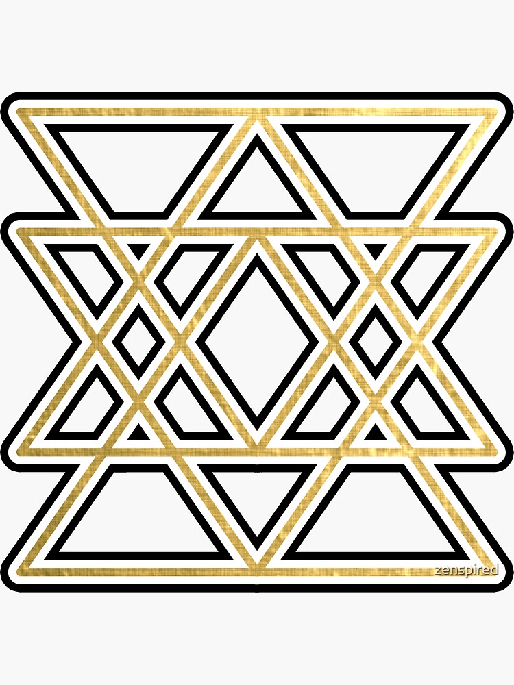 "Sacred Geometry - Overlapping Triangle Gold Foil Pyramids" Sticker by ...