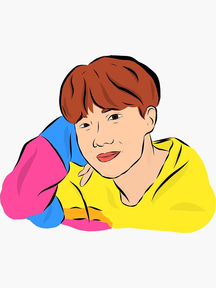 "j-hope outline bts " Sticker by giselegosset | Redbubble