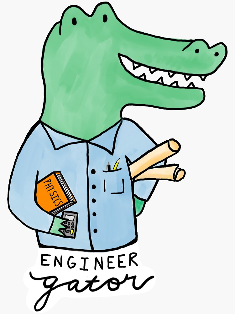 "Engineer Gator" Sticker for Sale by swampmami | Redbubble