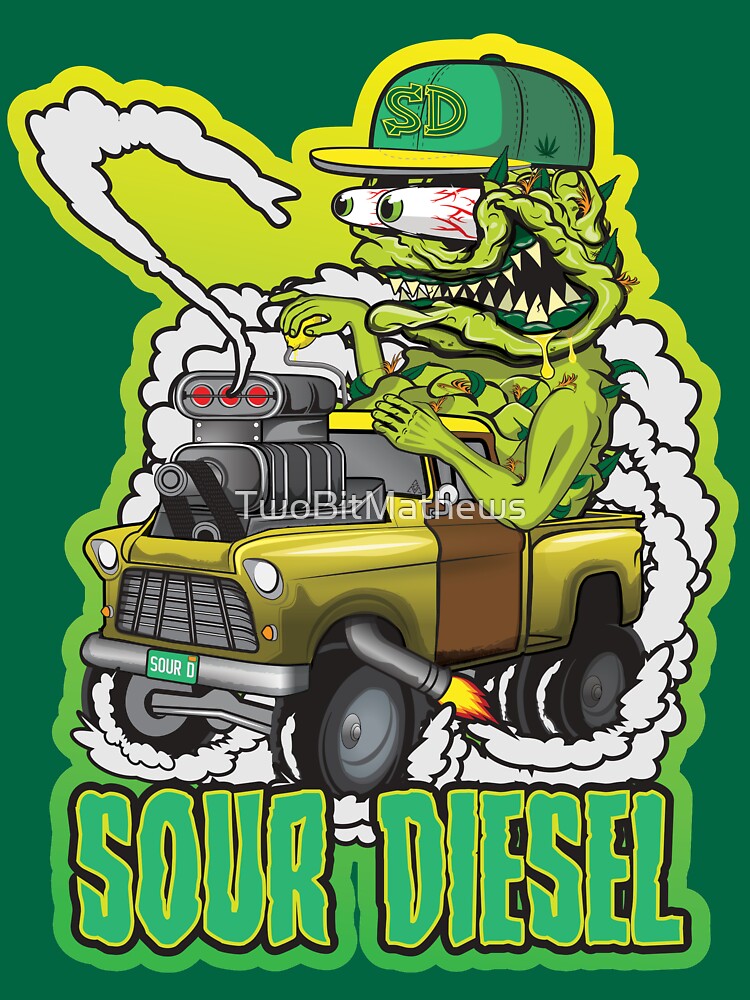 "Sour Diesel" T-shirt for Sale by TwoBitMathews | Redbubble | rat fink ...