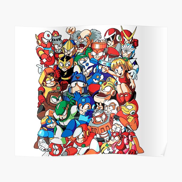 "Mega Man 1, 2, and 3 Robot Masters" Poster for Sale by infiniterivals ...