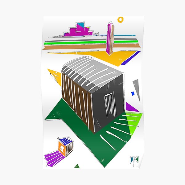 "Architect - construction site / cubism" Poster by alohaloho | Redbubble
