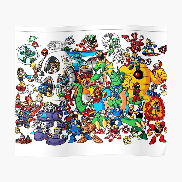 "Mega Man and all of his enemies" Poster for Sale by infiniterivals ...