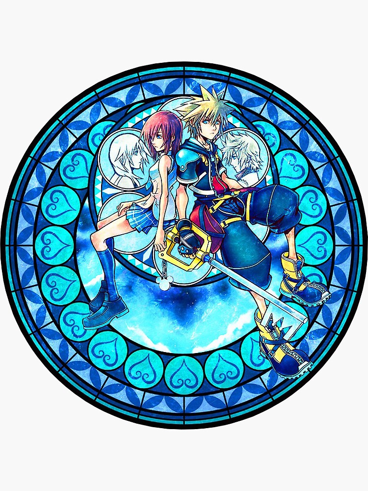"Kingdom Hearts stain glass - Sora and Kairi" Sticker for Sale by ka798 ...