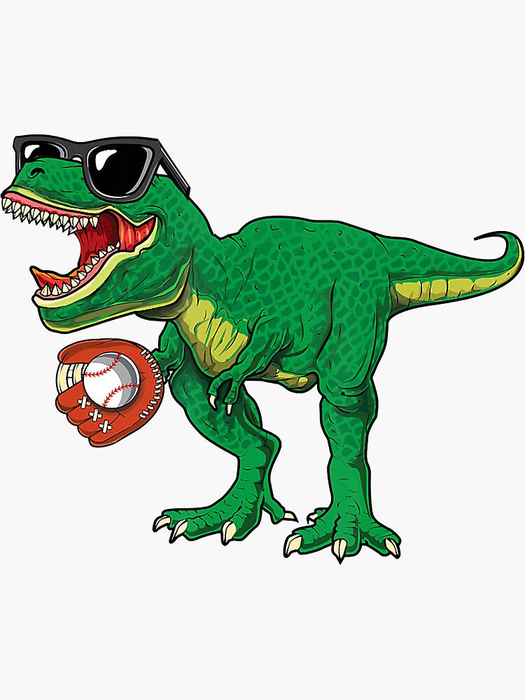 "Cute T Rex Dinosaur Baseball Player Trex Dino" Sticker for Sale by ...
