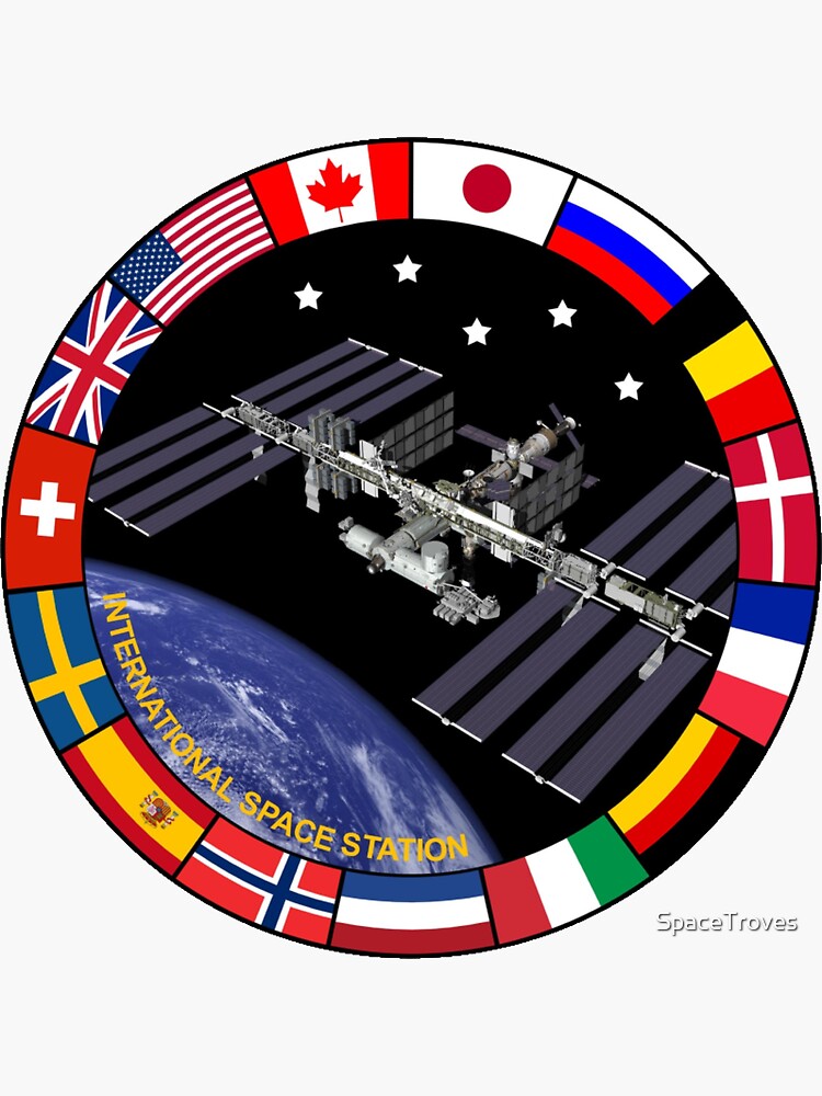 "International Space Station Flags of Nations - ISS" Sticker for Sale ...