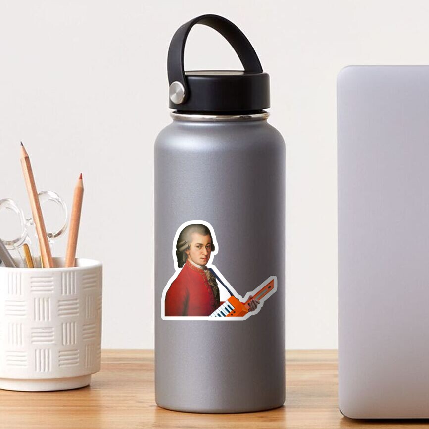 "Mozart with a keytar" Sticker for Sale by mosfunky | Redbubble