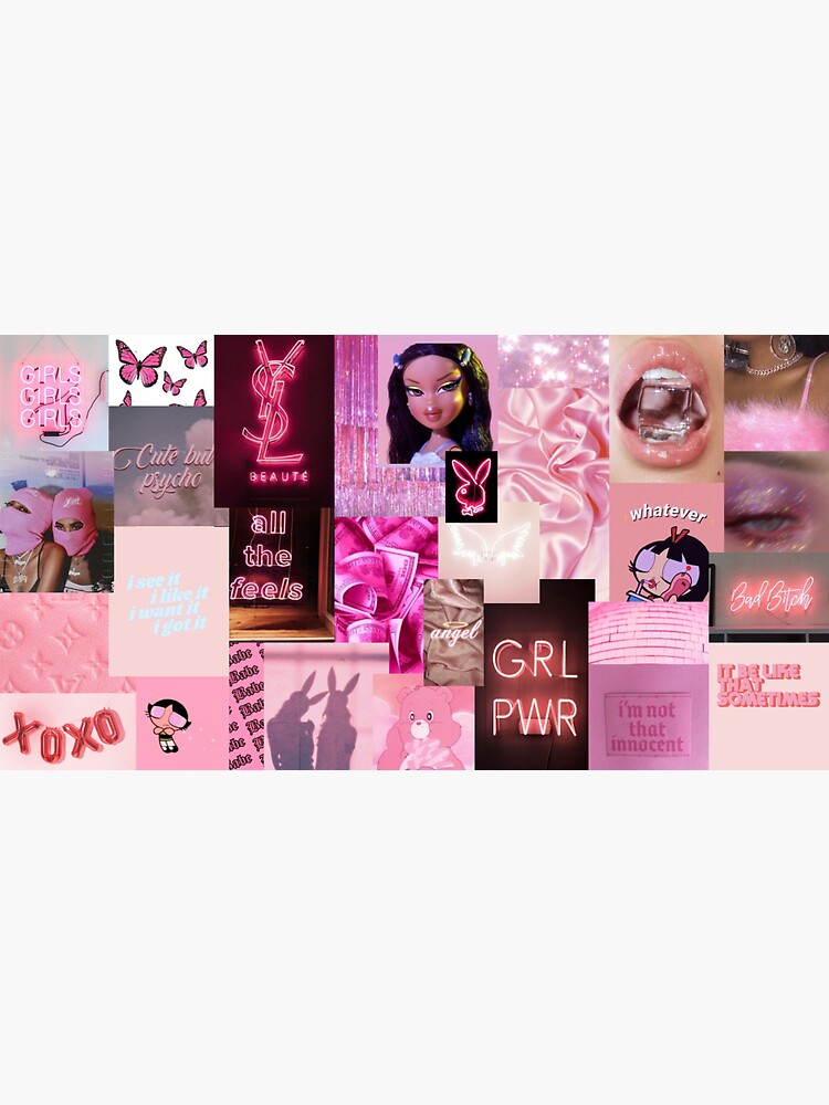 "pink wall collage" Sticker by natashaafox | Redbubble