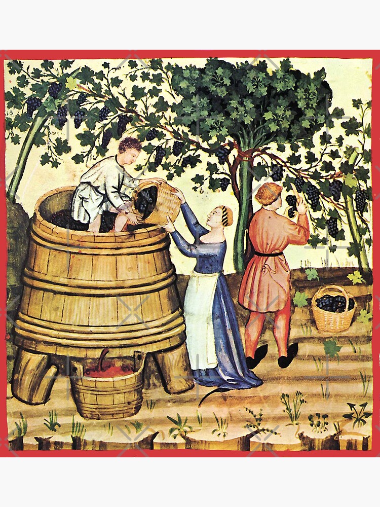 "ANTIQUE GRAPE VINEYARD HARVEST Medieval Grapevine Miniature" Sticker ...