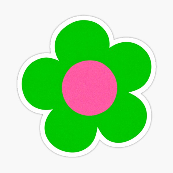 "groovy retro flower green/pink " Sticker for Sale by oliviarosa ...
