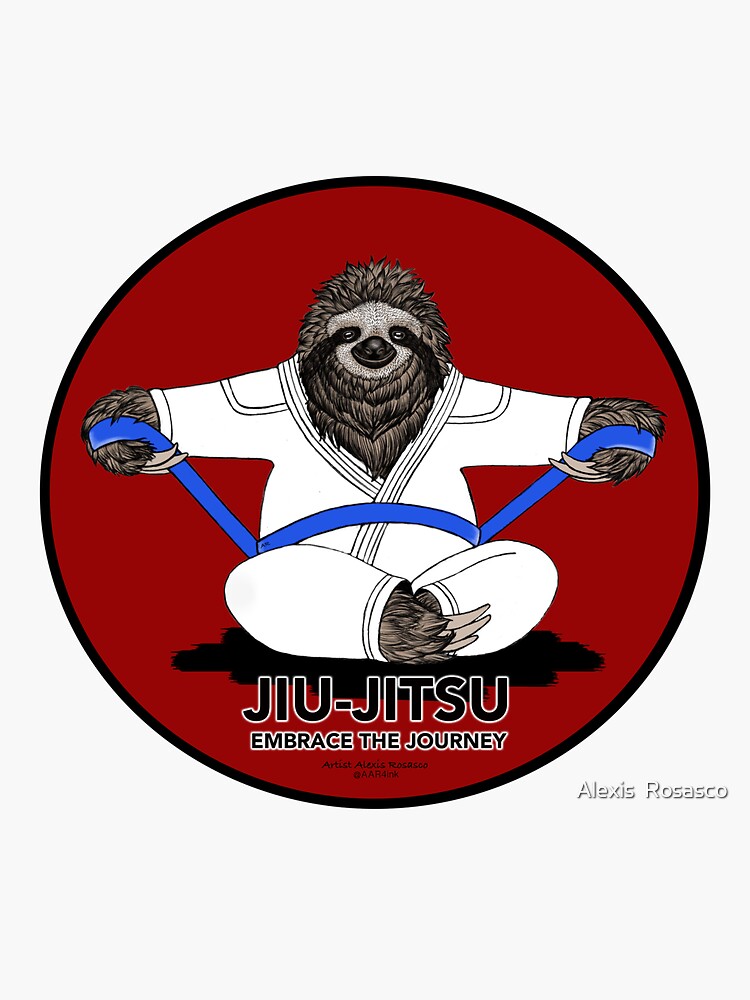 "Blue Belt Jiu-Jitsu Sloth " Sticker by aar4ink | Redbubble