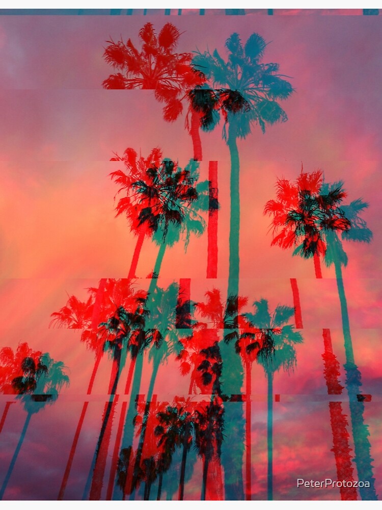 "Glitch Palm Trees Sky Sunrise/ Sunset Scene" Art Print by ...