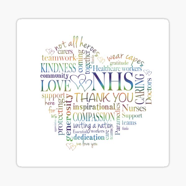 "A special Thank you for the NHS" Sticker for Sale by prettyshoes01 ...
