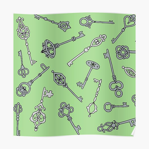 "Skeleton Keys || Green Palette || Lock and Key " Poster for Sale by ...
