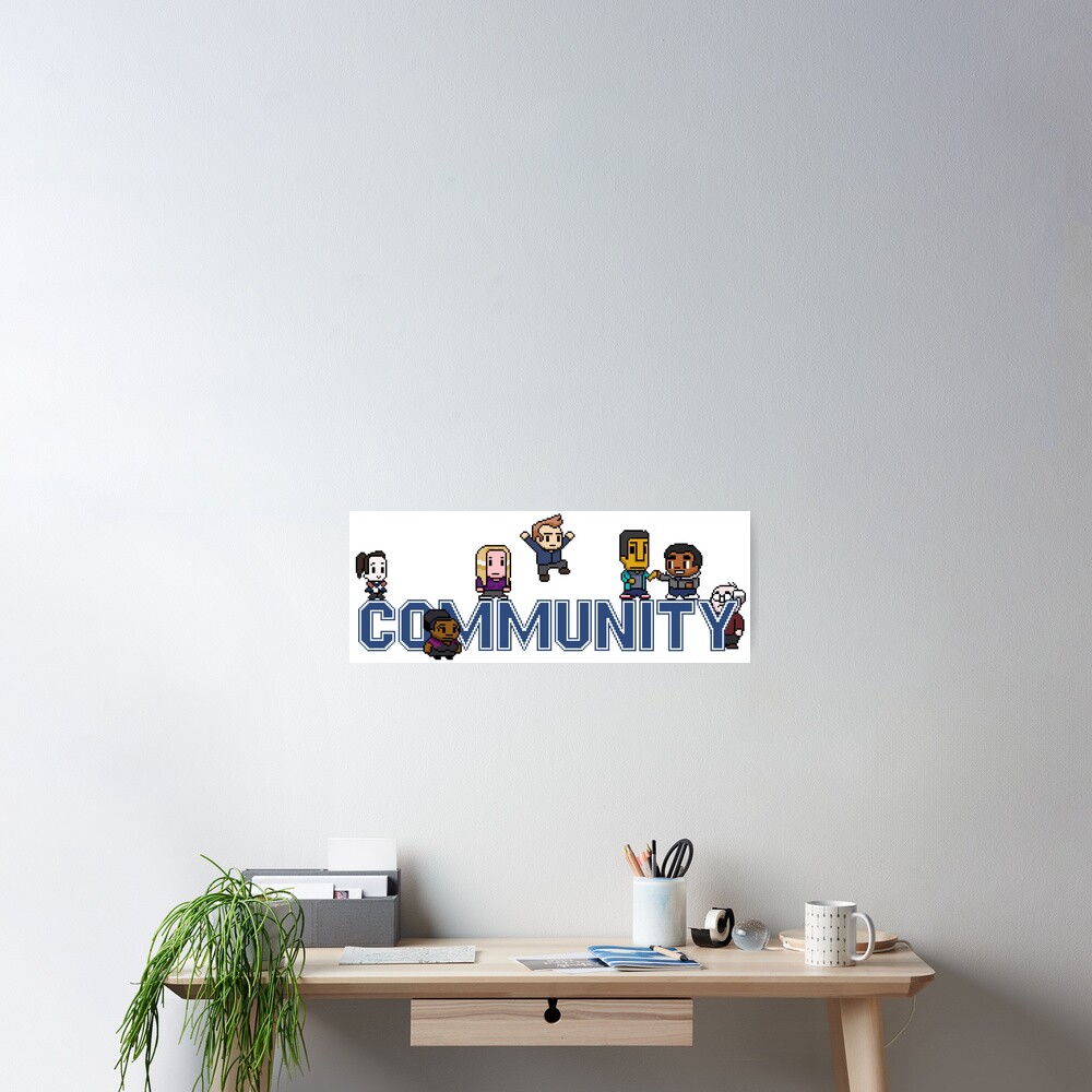 "Community Logo with Characters" Poster for Sale by herderofcats ...