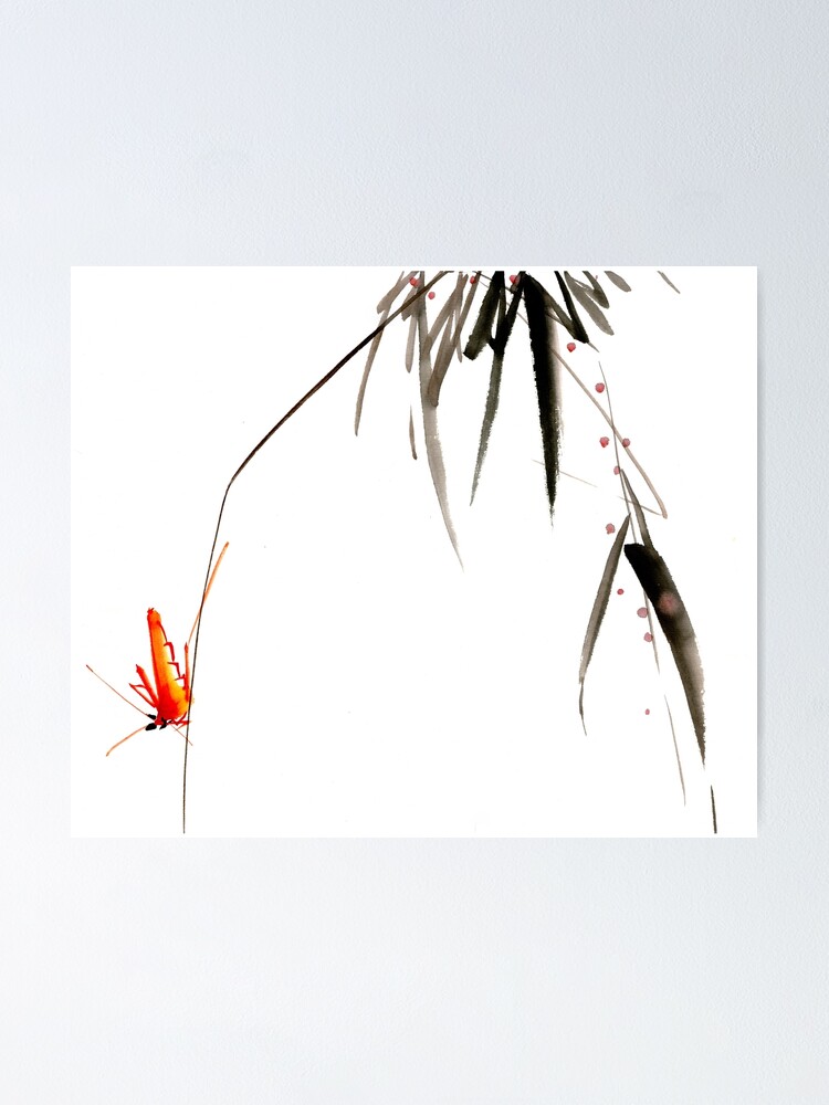 "Chinese Shui-mo(水墨)- Grasshopper" Poster for Sale by jasonksleung ...