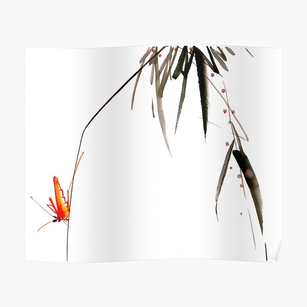 "Chinese Shui-mo(水墨)- Grasshopper" Poster for Sale by jasonksleung ...