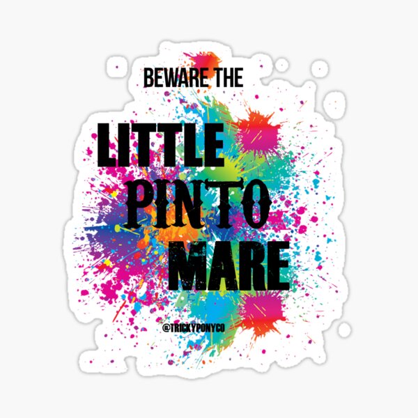 "BEWARE THE LITTLE PINTO MARE" Sticker for Sale by georgiakay | Redbubble