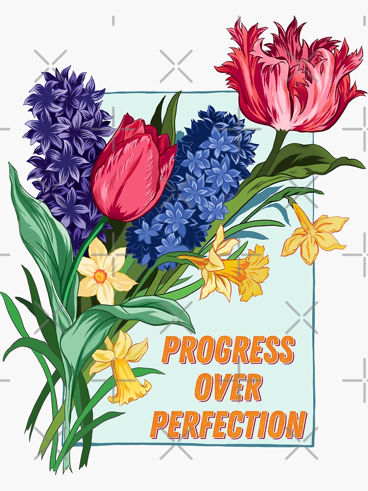 "Progress Over Perfection" Sticker for Sale by fabfeminist | Redbubble