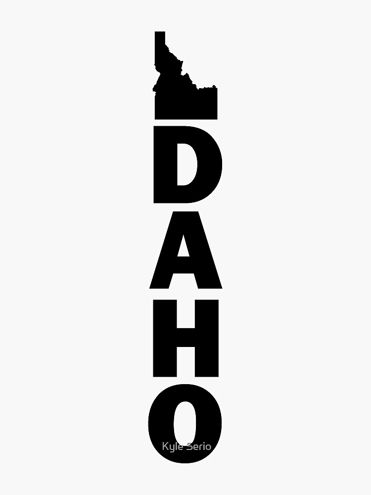 "Vertical Idaho Text With Idaho Shape" Sticker for Sale by KyleSerio ...