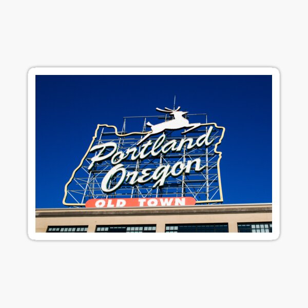 "White Stag Sign - Portland, Oregon" Sticker by ntphotos | Redbubble