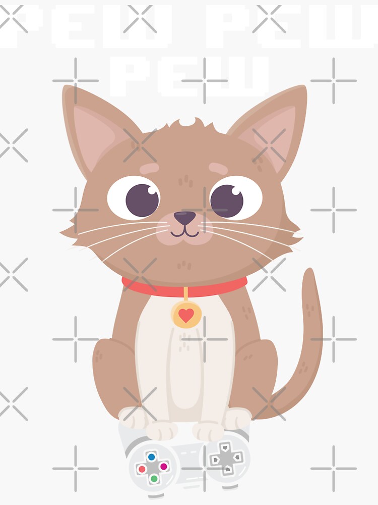 "Gaming Cat, Cute Gamer Cat, Gaming Gift, Funny Cat Gift" Sticker for ...