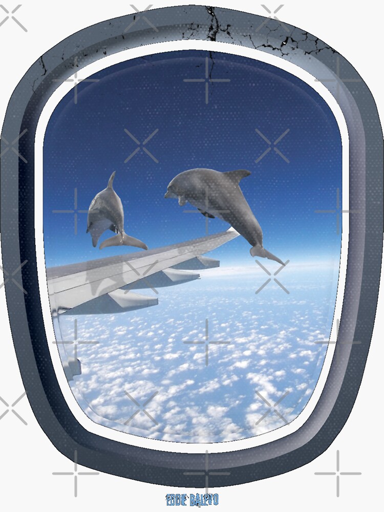 "Flying Dolphins at Plane Window Surrealistic design for Dolphin Lovers ...
